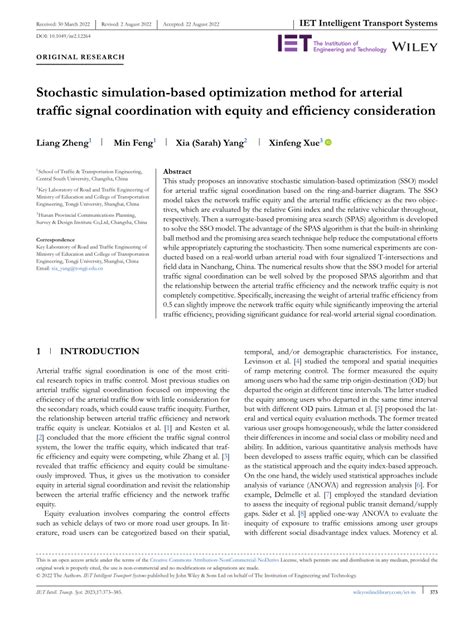 Pdf Stochastic Simulation Based Optimization Method For Arterial Traffic Signal Coordination