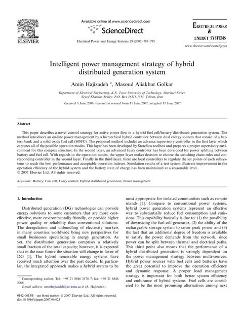 Pdf Intelligent Power Management Strategy Of Hybrid Distributed