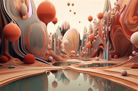 Premium Ai Image Abstract Background Resembling A Surreal Dreamscape With Floating Objects