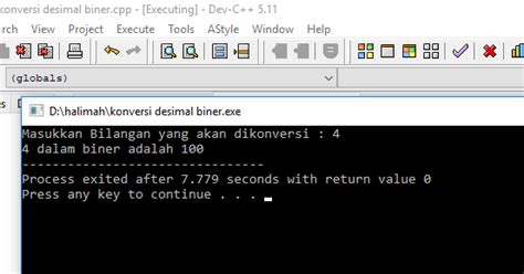Program Dev C Program C Konversi Bilangan Desimal Ke Biner