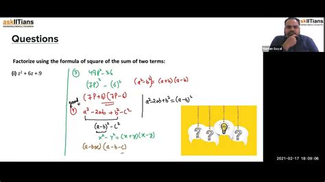 Factorisation Using Identities Lecture 2 Factorization Maths Grade 8 Jee Neet