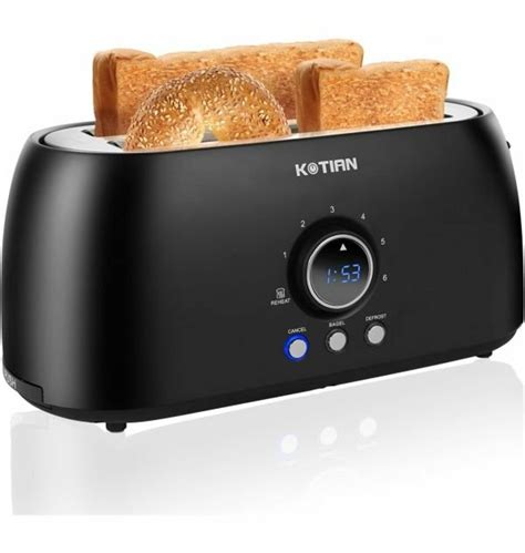 Kotian 토스터기 4 슬라이스레트로 Long Slot 토스터기s With 카운터다운 타 티몬