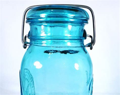 Ball 1776 1976 Bicentennial Aqua Quart Jar With Glass Lid Etsy