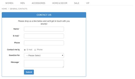 Customizing The Magento Contact Form Part 3 Front End Display Plugin Company E Commerce