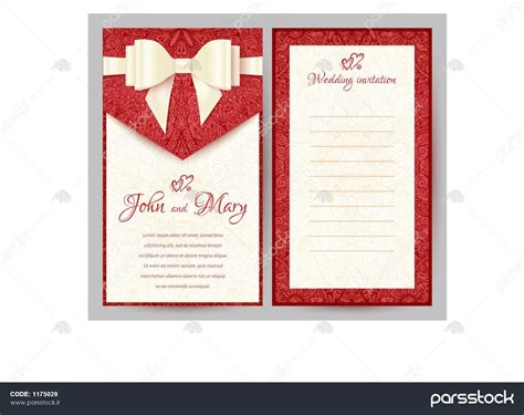 کارت پستال یا دعوتنامه عروسی وکتور قرمز شیک زیبا 1175029