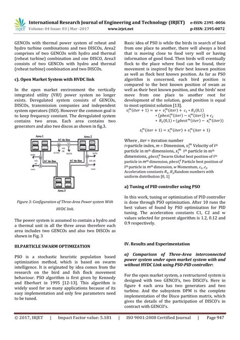 Pso Optimized Pid Controller For Interconnected Multi Area Power System With And Without Hvdc