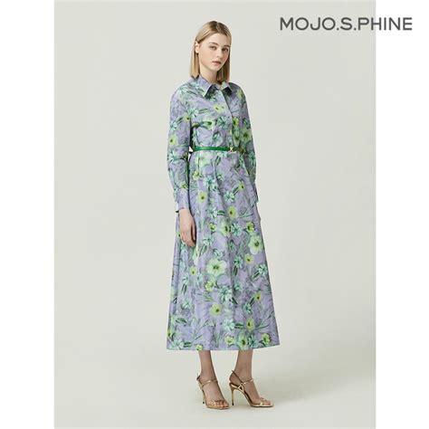 포스티 모조에스핀 타프타 소재 프린트 롱 원피스 Lvj222mse029