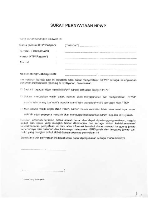 Surat Pengantar Pembuatan Npwp