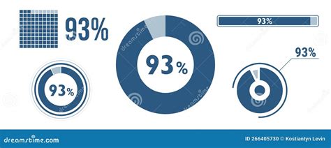 89 Percentage Infographic Set Eighty Nine Circle Diagram Pie Donut