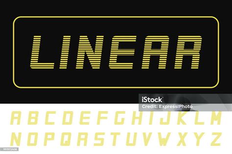벡터 현대 스트라이프 폰트미래 지향적인 디자인입니다 트렌디한 영어 알파벳입니다 노란 선형 라틴 편지 1990 1999 년에 대한 스톡 벡터 아트 및 기타 이미지 Istock