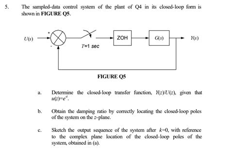 SOLVED The Sampled Data Control System Of The Plant Of Q In Its Closed Loop Form Is Shown