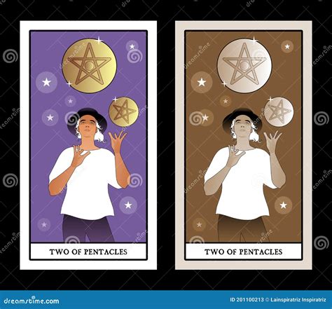 Two Of Pentacles Tarot Cards Young Man Wearing Hat Juggling Two