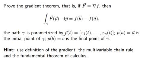 Solved Prove The Gradient Theorem That Is If F Y Then