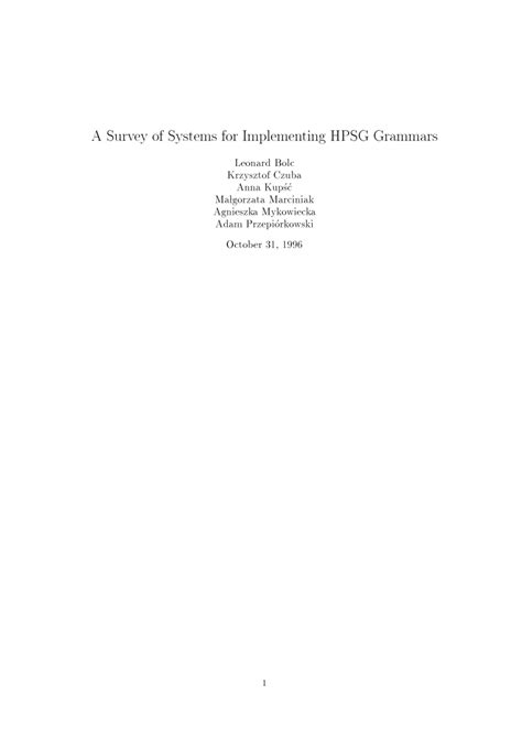 Pdf A Survey Of Systems For Implementing Hpsg Grammars