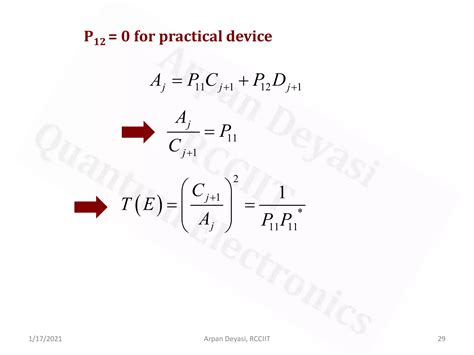 Calculation Of Transmission Coefficient Using Propagation Matrix Method Ppt