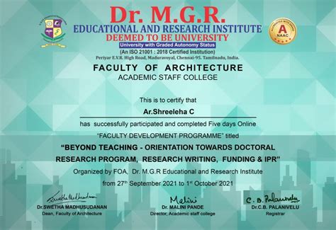 shreeleha chidambaranathan on linkedin faculty development program