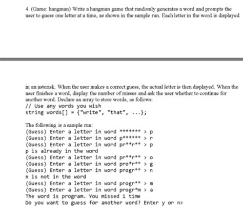 Solved Game Hangman Write A Hangman Game That Randomly Chegg