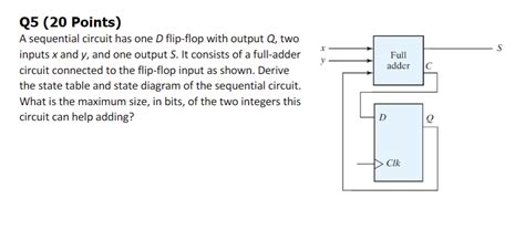 solved q5 20 ﻿points a sequential circuit has one d