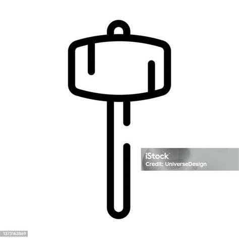 썰매 망치 얇은 라인 아이콘 구조 개념 격리 윤곽 기호에서 장비 해머 선형 아이콘 웹 디자인 및 앱에 대한 벡터 그림 기호 요소입니다 쇠망치에 대한 스톡 벡터 아트 및 기타