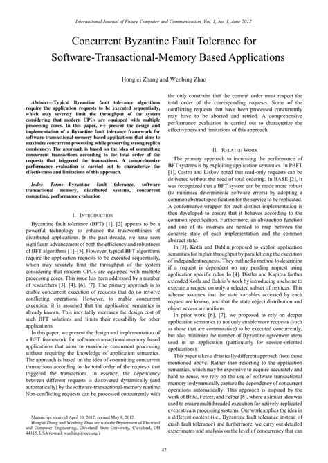 Pdf Concurrent Byzantine Fault Tolerance For Software Transaction Memory Based Applications