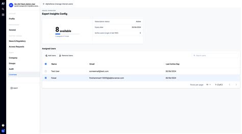 manage licenses alphasense documentation