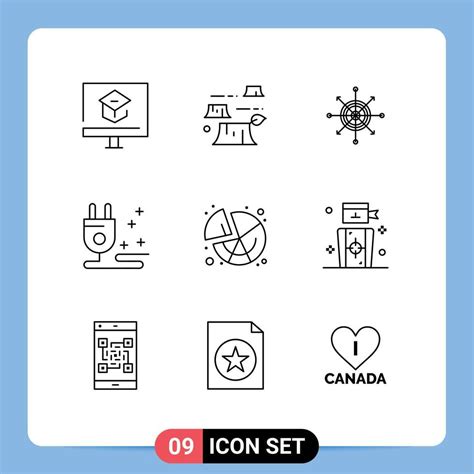 Group Of 9 Outlines Signs And Symbols For Chart Cable Environment Plug