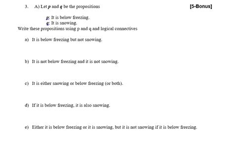 solved 3 a let p and q be the propositions [5 bonus] p