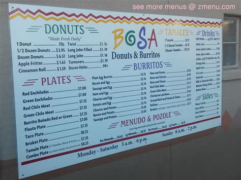 Menu At Bosa Donuts And Burritos Restaurant Las Cruces