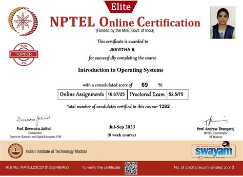 jeevitha balasubramaniam on linkedin nptel operatingsystem