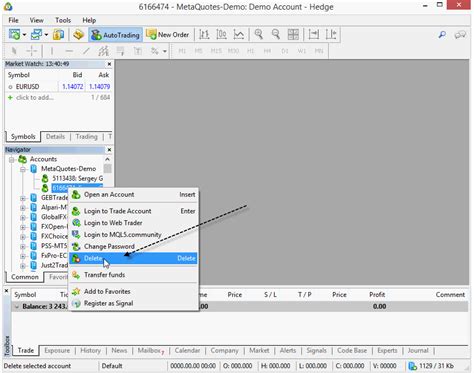 No Delete Option For Demo Account On Terminal Or Right Click Mouse Trading Signals General