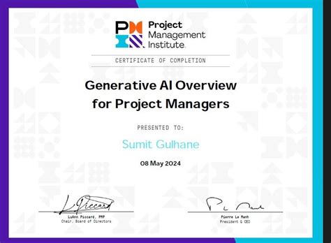 Sumit Gulhane On Linkedin New Certification Generative Ai Overview For Project Managers From