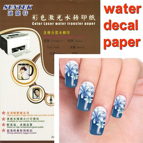 A4 레이저 투명 화이트 워터 슬라이드 데칼 20 매배치 Diy 네일 워터 전사지stickers For Nailswater Slide Decalstransfer