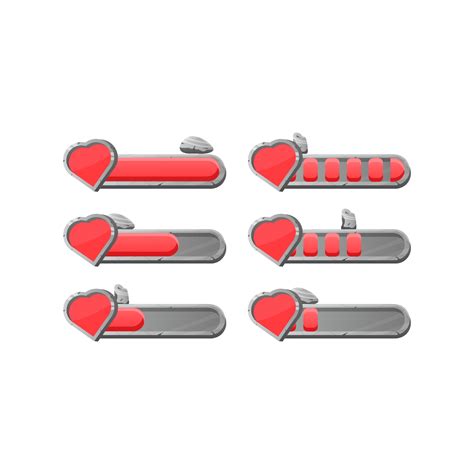 Set Of Game Ui Stone Rock Health Life Progress Bar With 2 Style For Gui Asset Elements Vector