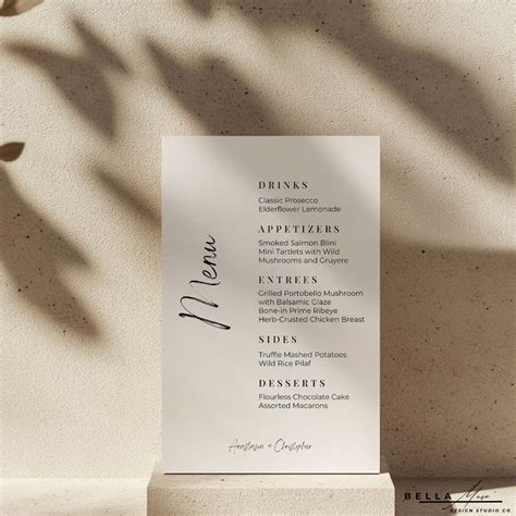 Minimalistic Menu Template Hand Written Menu Template Wedding Menu Boho Etsy