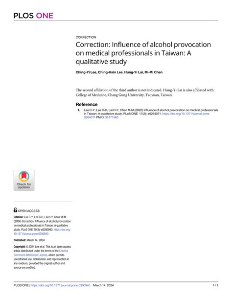 Pdf Correction Influence Of Alcohol Provocation On Medical