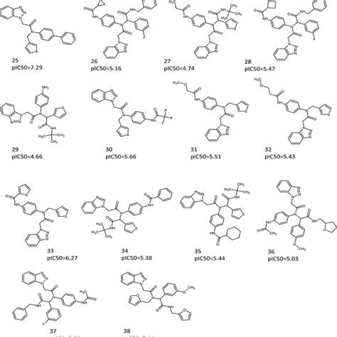 Molecules Used In Qsar Modeling Molecules 26 38 Were Used As Test