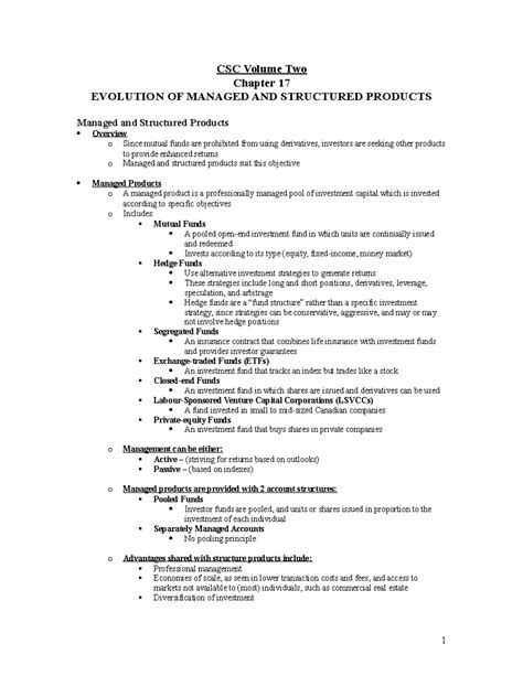 CSC Volume Ch CSC Volume Two Chapter EVOLUTION OF MANAGED AND STRUCTURED PRODUCTS