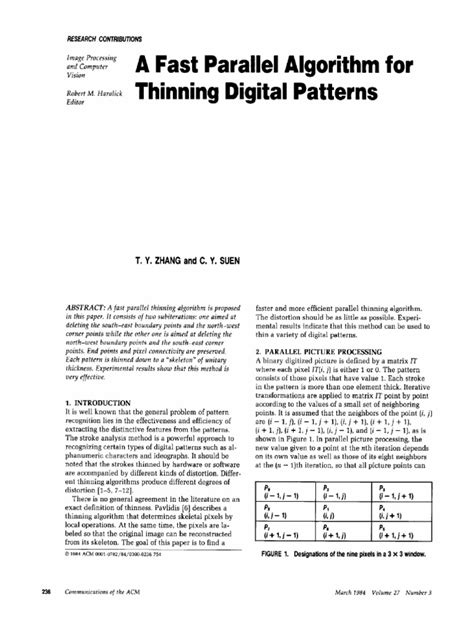 a fast parallel algorithm for thinning digital patterns pdf matrix