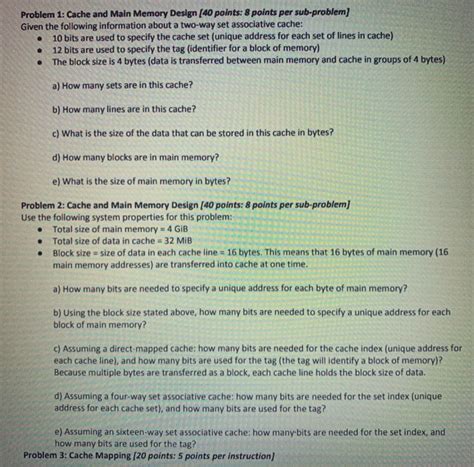 Solved Problem Cache And Main Memory Design Points Chegg