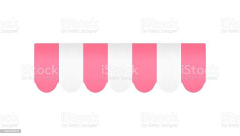 식료품 쇼케이스 줄무늬 창 캐노피 차양 캔버스 텐트 태양 그늘은 현실적인 3d 아이콘 벡터를 보호합니다 캐노피에 대한 스톡 벡터 아트 및 기타 이미지 Istock