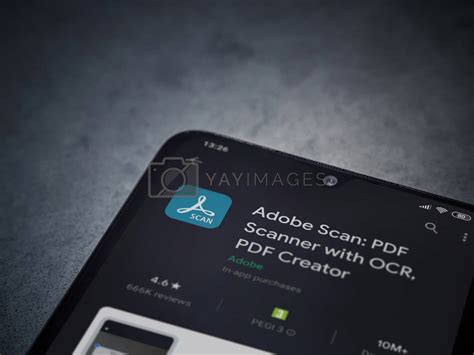 Adobe Scan App Play Store Page On The Display Of A Black Mobile By Wavemovies Vectors
