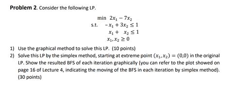 Solved Problem 2 Consider The Following Lp Min 2x1 7x2