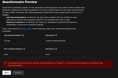 Allow Us To Un Mark An Experience As 17 Website Features Developer Forum Roblox