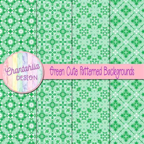 Green Cute Patterned Backgrounds