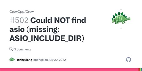 could not find asio missing asio include dir · issue 502 · crowcpp