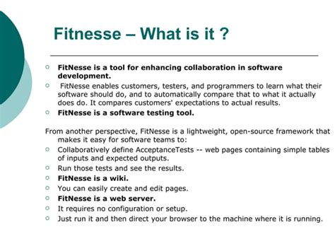 Fitnesse Acceptance Testing Ppt