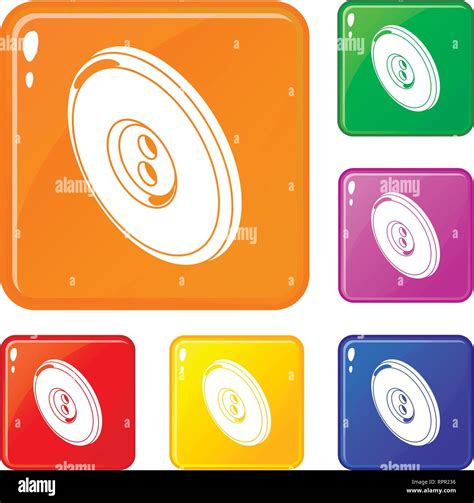 Round Clothes Button Icons Set Vector Color Stock Vector Image Art Alamy