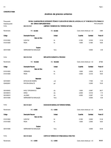 Acu Obras Complementarias Pdf Hormigón Sector Secundario De La