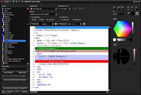 Delphiのエディタカラーを自在に変える神ツール Delphi Ide Theme Editor Worktoolsmith