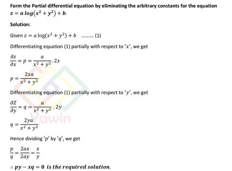 form the partial differential equation by eliminating the arbitrary